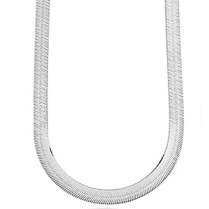 The Diamond Deal REAL 925 Sterling Silver 5.4mm Herringbone Chain with Lobster Clasp, Flat Chain, Unisex (18 IN And 5.4 MM)