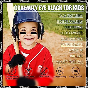CCBeauty Eye Black, Sweatproof Eyeblack Stick For Baseball Football Softball Lacrosse, Black Face Paint Sports Grease Stick For Pro Performance, Game Day Cheer Playoffs Accessories for Players & Fans