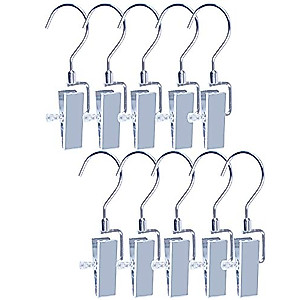 CreooGo Laundry Hangers with Swivel Hooks Hold Boots Clips Pin Stainless Steel Portable for Travel Clothes Towel Pack of 10