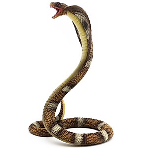 Gemini&Genius King Cobra Figurine Toy- Safari Animal Toys, Fake Snake Action Figures, Scary Snake Toy-6.5 Inches Height, or Garden Decor Scare Birds