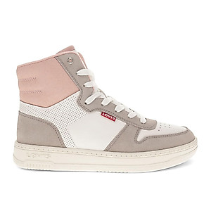 Levi's Womens Drive Hi 2 Synthetic Leather Casual Hightop Sneaker Shoe, Winter White/Taupe, 7 M