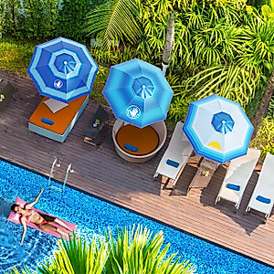 Body Glove Beach Umbrella - 7 Ft Heavy Duty Portable Beach Umbrellas for Sand & Sun UPF 50+ Protection, Sand Anchor for Strong Stability - Large Vented Umbrella + 2-Way Tilt System (Sunrise Stripe)