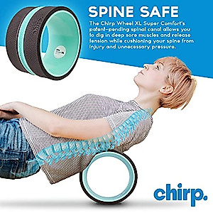 Chirp Wheel XL - Super Comfort Back Massage Roller, X-Large Back Stretcher with Extra Cushion, Wider, More Stable Base, and Sufficient Pressure, Back Cracking Device, Big Wheel Holds Up to 500 lbs.
