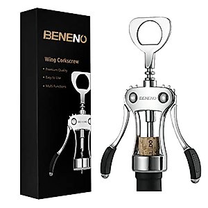 Wine Opener, Zinc Alloy Premium Wing Corkscrew Wine Bottle Opener with Multifunctional Bottles Opener, Upgrade
