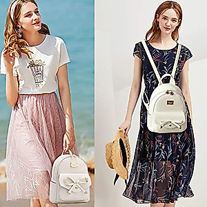I IHAYNER Girls Bowknot Cute Leather Backpack Mini Backpack Purse for Women