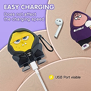 [2Pack] Cute AirPods Cartoon Character Case for AirPod 2/1, Unique Design Funny Fun Kawaii 3D Cartoon Characters Advanced Soft Silicone AirPods 2&1 Case Cover for Men Women