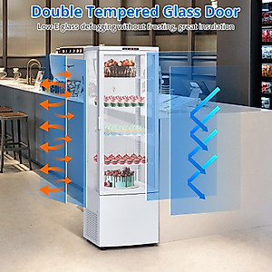 238L refrigerated display cabinet, floor-standing glass door refrigerator, with LED lighting and automatic defrost function, adjustable internal shelves, suitable for bars, restaurants, offices, homes