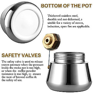 DITOSH Stovetop Espresso Maker Stainless Steel Moka Pot Espresso Maker Percolator Italian Coffee Maker Capable Moka Coffee Machine Cafe Percolator Maker for Home & Camping-4Cup