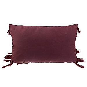 Fennco Styles Stylish Fringe Tassels Decorative Cotton Throw Pillow (Burgundy, 12"x20" Case Only)