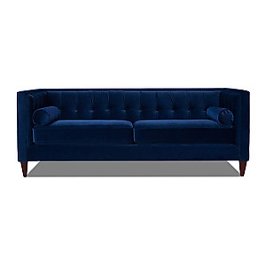 Jennifer Taylor Home Kinsley 84" Modern Tuxedo Tufted Sofa, Navy Blue Velvet