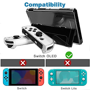 TIKOdirect Transparent Case Compatible with Switch OLED, Dockable Clear Protective Case for Switch OLED, Comfort Grip Case with Shock-Absorption and Anti-Scratch Design, Crystal Glitter