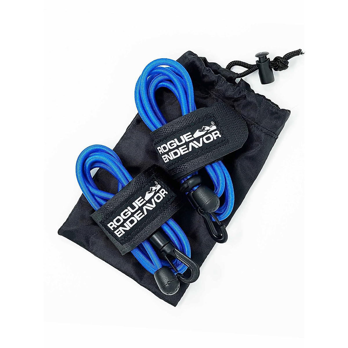 Rogue Endeavor Fishing Rod Leash & Kayak Paddle Leash Kit, Kayak Fishing & Paddle Boarding - 48" Shock Cord, Quick Release Clip, Neoprene Lined Strap and Carrying Bag (Set of 2) (Blue)