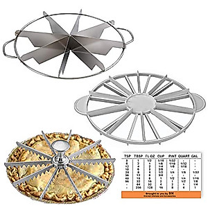 Round Cake Slice & Pie Slicer Marker Set, Winco Stainless Steel Pie Cutter 8 Cut + Plastic Double Sided Cake Marker 10-12 Slice + 10 Cut Aluminum Pie Slicers Marker Bundle
