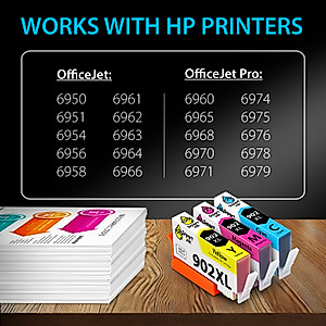 Smart Ink Compatible Ink Cartridge Replacement for HP 902 XL 902XL (C/M/Y Combo Pack) Advanced Chip Technology to use with Officejet Pro 6978 6968 6974 6975 6960 Officejet 6951 6954 6956 6958 Printers