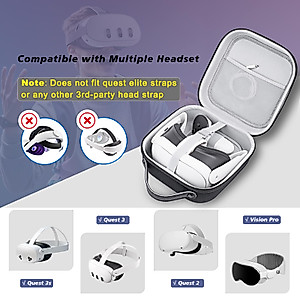Krypthos Hard Carrying Case Compatible with Meta Quest 3S/Quest 3/Quest 2/Vision Pro, Portable VR Gaming Headset and Touch Controllers Case with Lens Protector, for Travel and Home Storage (Black)