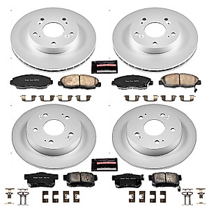 Power Stop CRK2385 Front and Rear Coated Brake Rotors and Ceramic Pads Brake Kit For 2006 2007 2008 Honda Civic EX | 2009 2010 2011 Honda Civic EX, EX-L