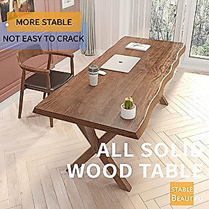 jinhuajinwei Solid Wood Long Desk for Home Ofiice Modern 55 inch Wide Computer Thick Sturdy Wooden Table