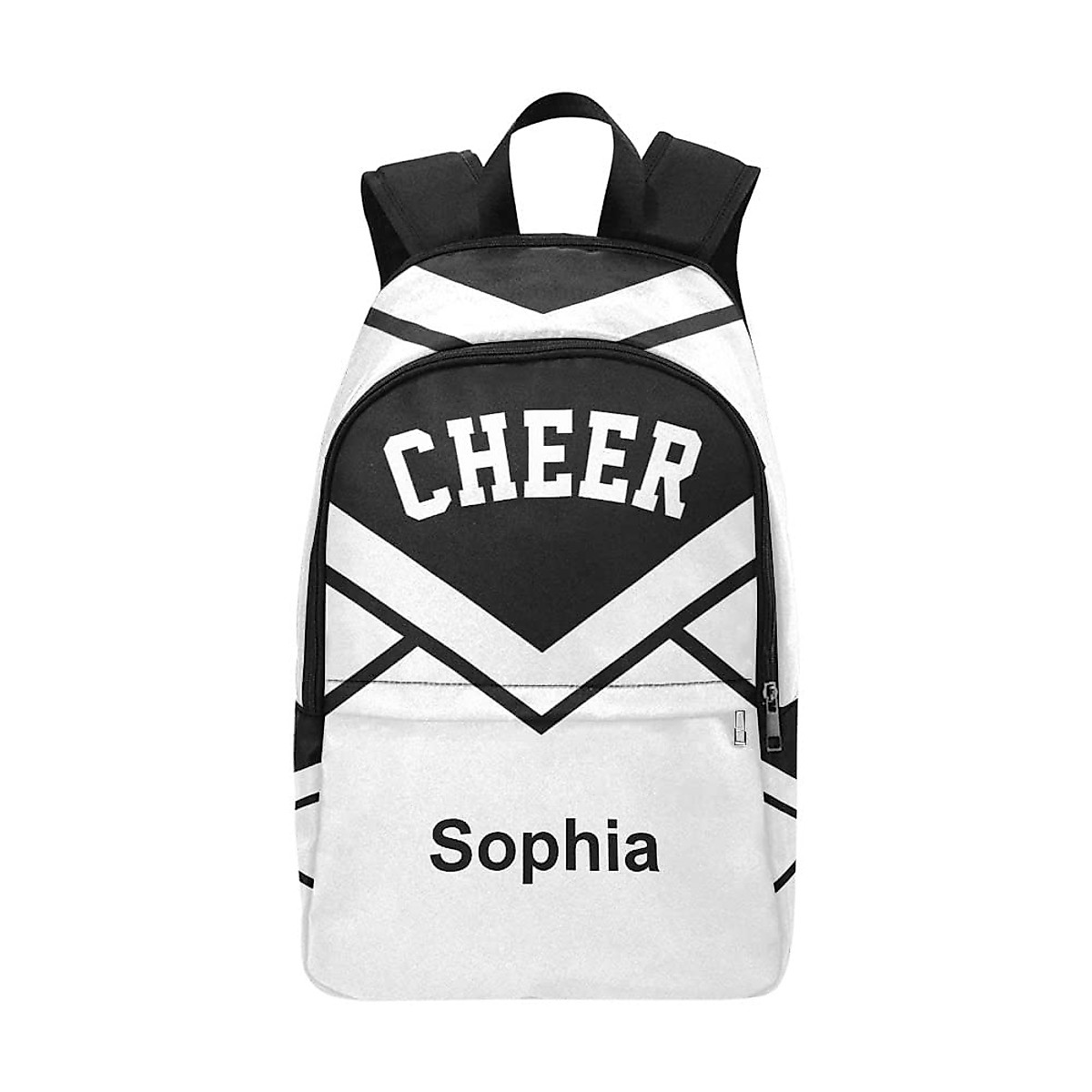 CUXWEOT Personalized Cheer Cheerleader Black Backpack with Name Custom Travel Bag for women Men