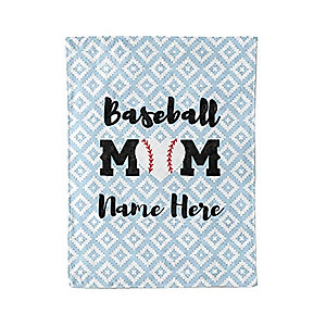 Personalized Corner Customized Baseball Mom Fleece Throw Blanket - Warm Lightweight Stadium Blankets for Team Moms