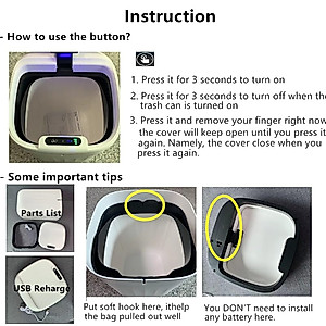 DEKMILE Modern Design Touchless Trash Can with Soft-Close Lid for Kitchen Bathroom Office Bedroom Motion Sensor Smart Plastic Food Waste Bin Grey 6.3 Gallon