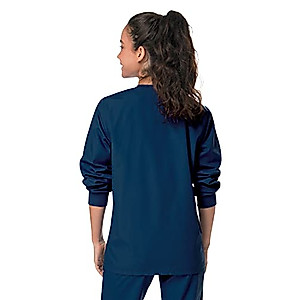 Landau Scrub Zone Unisex Relaxed Fit 2-Pocket Snap-Front Scrub Jacket 75231 Navy