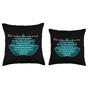 Zen DESIGN CO. Wumen Wu-Men Poem Ten Thousand Flowers in Spring Throw Pillow, 18x18, Multicolor