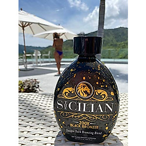 The Sicilian 200X Dark Black Bronzer Tanning Lotion - BEST Tanning Lotion For Glowing Skin - Gradual Bronzing & Sunless Self Tanner Lotion - Luxurious Sunless Body Tanning Lotion Nourishes Skin
