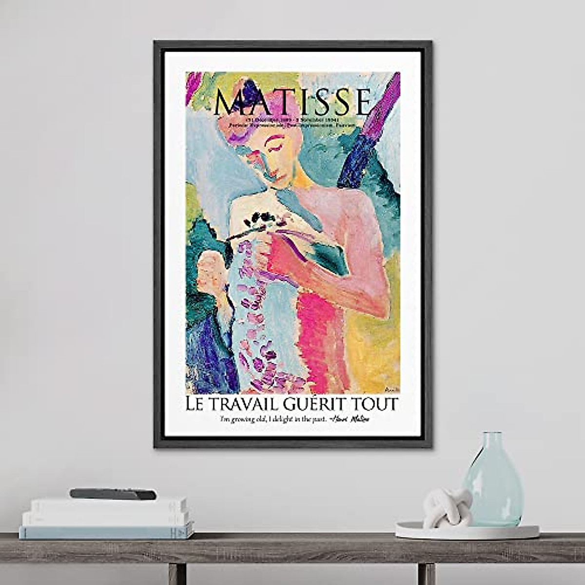 SIGNLEADER Framed Canvas Print Wall Art Matisse Woman in Garden by Matisse Abstract Brushstroke Illustrations Expressionism Traditional Colorful Multicolor for Living Room, Bedroom, Office - 16"x24" Black