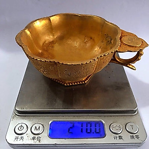 10cm brass golden wine glass ornament, museum collection imitation antique ethnic style cup home decoration