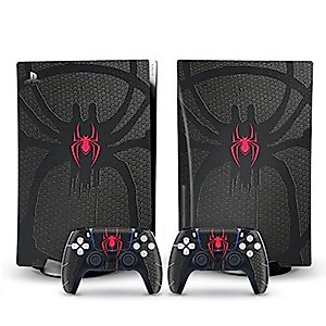 Alexca PS5 Skin for Console and 2 Controllers, PS5 Skin Decal Vinyl Wrap Cover Sticker for Playstation 5 Disc Spider Full Set