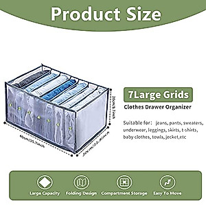 Akpgf Wardrobe Clothes Organizer for Jeans, Upgraded 7 Grids Mesh Compartment Storage Drawer Organizers and Storage, Extra Large 4PCS Pants Jeans Sweater Thick Clothes Organizer