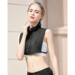 Elegtiskas Fake Collar Detachable Dickey Collar Half Shirt Blouse Collar Faux False Collar for Women Black