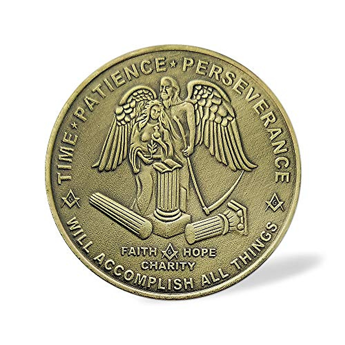 Masonic Challenge Coin Square & Compass Freemasonry Angel Master Mason Blue Lodge Gift