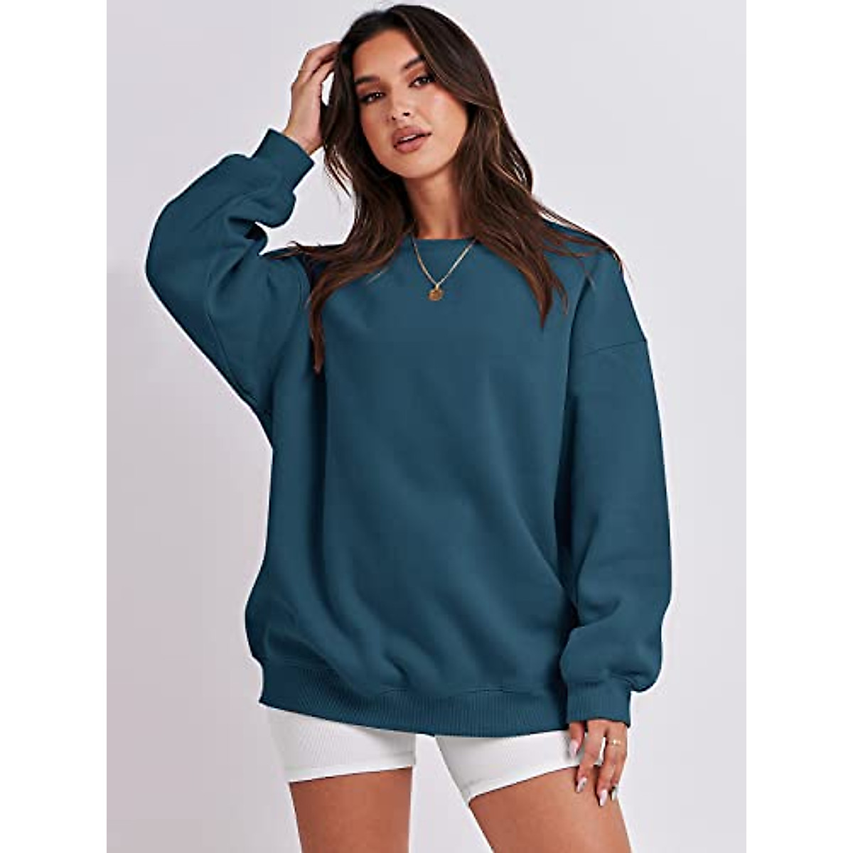 ANRABESS Womens Oversized Fleece Pullover Sweatshirts Teen Girls Crewneck Casual Loose Hooded Sweatshirt Fall Outfit Trendy Preppy Clothes 1019anlan-S Deep Blue