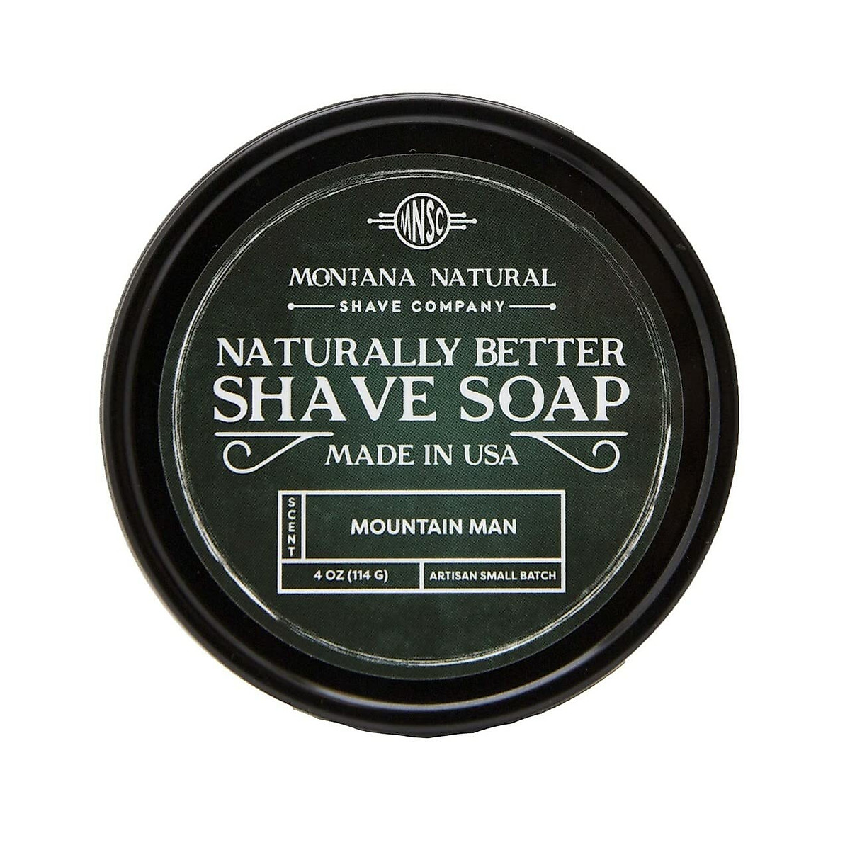 MNSC Mountain Man Artisan Small Batch Shave Soap for a Naturally Better Shave - Smooth Shave, Hypoallergenic, Prevent Nicks, Cuts, and Razor Burn, Handcrafted in USA, All-Natural, Plant-Derived