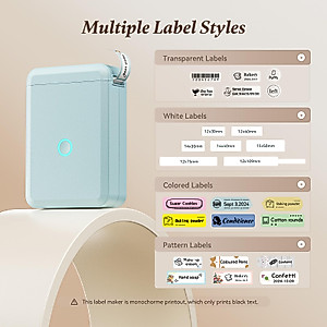 NIIMBOT D110 Label Maker Machine with Tape, Small Thermal Sticker Printer with 0.59''x1.18'' Labels, Portable Bluetooth Connection, White