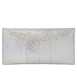 JNB Glitter Cocktail Party Clutch, Silver