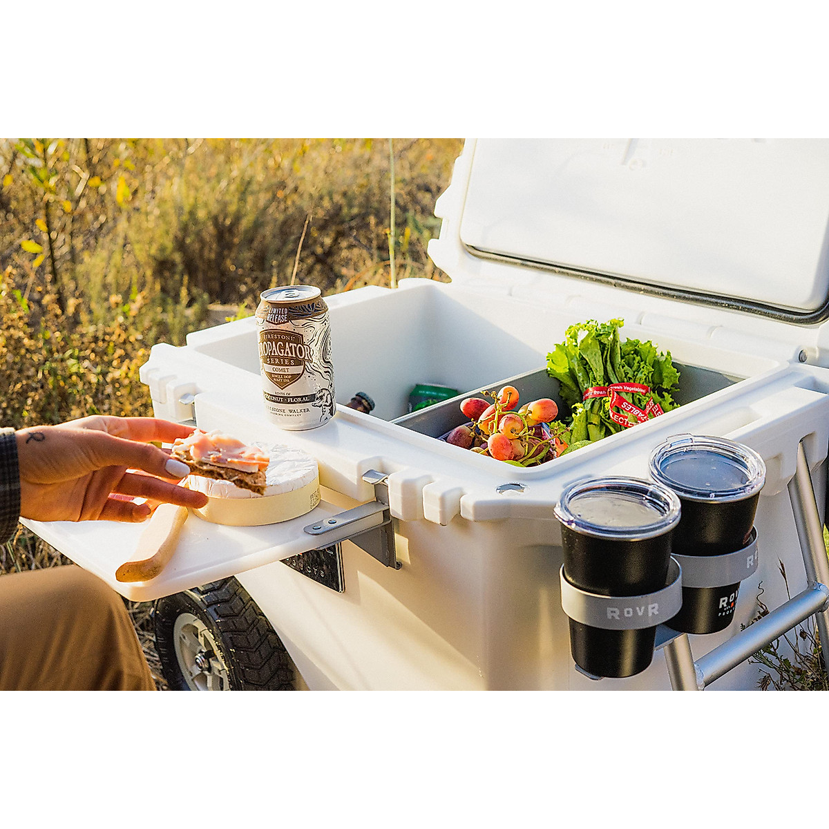 RovR Accessories Essential Pack - Includes Dual Cup Holder, Prep Board, and Storage Bag - Compatible with RollR 45, 60, 80 Wheeled Camping Coolers