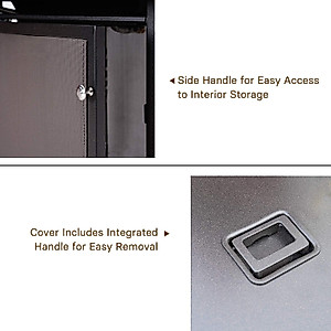 Grand patio Outdoor 5-Piece Steel Fire Pit Dining Set All-Weather 4 Steel Rocking Wicker Chairs with Removable Olefin Cushion & 32-in Square CSA Approved 50000BTU Sling Base Propane Gas Fire Table