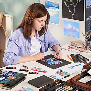 ARTEZA Professional Art Set Includes Acrylic, Gouache, and Watercolor Paint Set, Glitter Gel Pens, Brushes, Canvases, Watercolor and Canvas Paper, Art Supplies for Professional and Hobby Artists