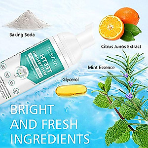 Foam Toothpaste 2PCS,Stain Removal Toothpaste for Sensitive Teeth,Teeth foaming Whitening,Baking Soda Spearmint Whitening Mousse Mouth Wash Water for Travel Friendly