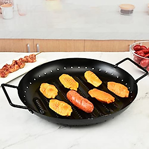 YARDWE Induction Stove Top Grill Plate: Nonstick Grill Pan BBQ Grill Pans Iron Barbecue Grilling Plate for Home Picnic Bbq Camping Portable Cookware 14. 58X11. 79X1. 57in