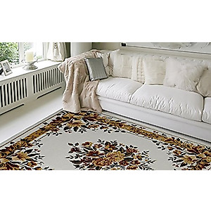 Home Dynamix Optimum Caspian Area Rug, 5'2" x7'2, Traditional Medallion Floral, Ivory/Burgundy/Yellow
