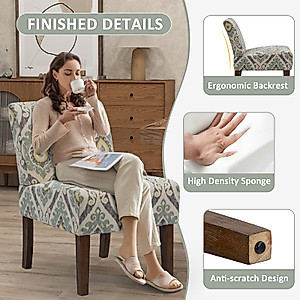 Bonzy Home Fabric Dining Room Chairs,Modern Dining Chairs Set of 2,Floral Upholstered Armless Accent Chair,Comfy Small Slipper Side Chair for Living Room, Color Plaid 2