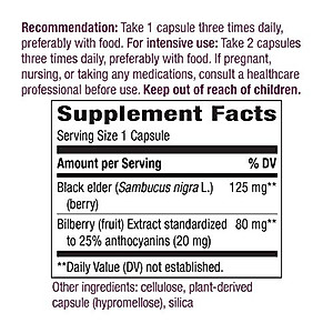 Nature's Way Bilberry Extract for Eyes with Black Elderberry*, Eye Health Supplement for Adults*, 90 Capsules