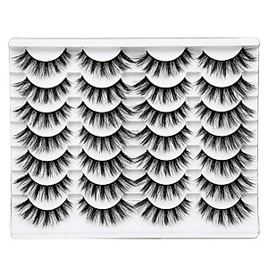 Newcally False Eyelashes Wispy Natural Cat Eye Lashes Faux Mink Lashes Fake Eyelashes Soft 3D Medium Length Light Volume 14 Pairs Pack