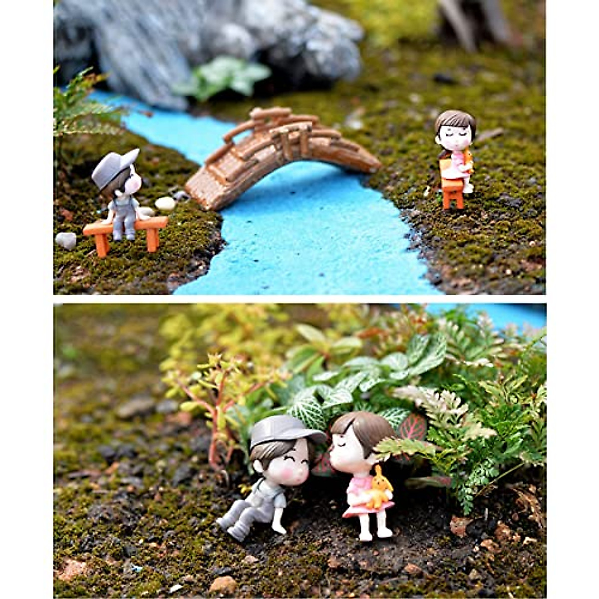 ElpizoFos 1 Set/10pcs Miniature Fairy Garden Accessories Lovers Sweetheart Garden Ornament Statue Figurines Plant Bonsai Pot Dollhouse Terrarium Landscape Cake Toppers Home Decorations Craft
