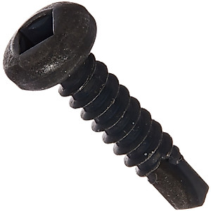 Small Parts-0812KQPB Steel Self-Drilling Screw, Black Oxide Finish, Pan Head, Square Drive, #2 Drill Point, #8-18 Thread Size, 3/4" Length (Pack of 100)
