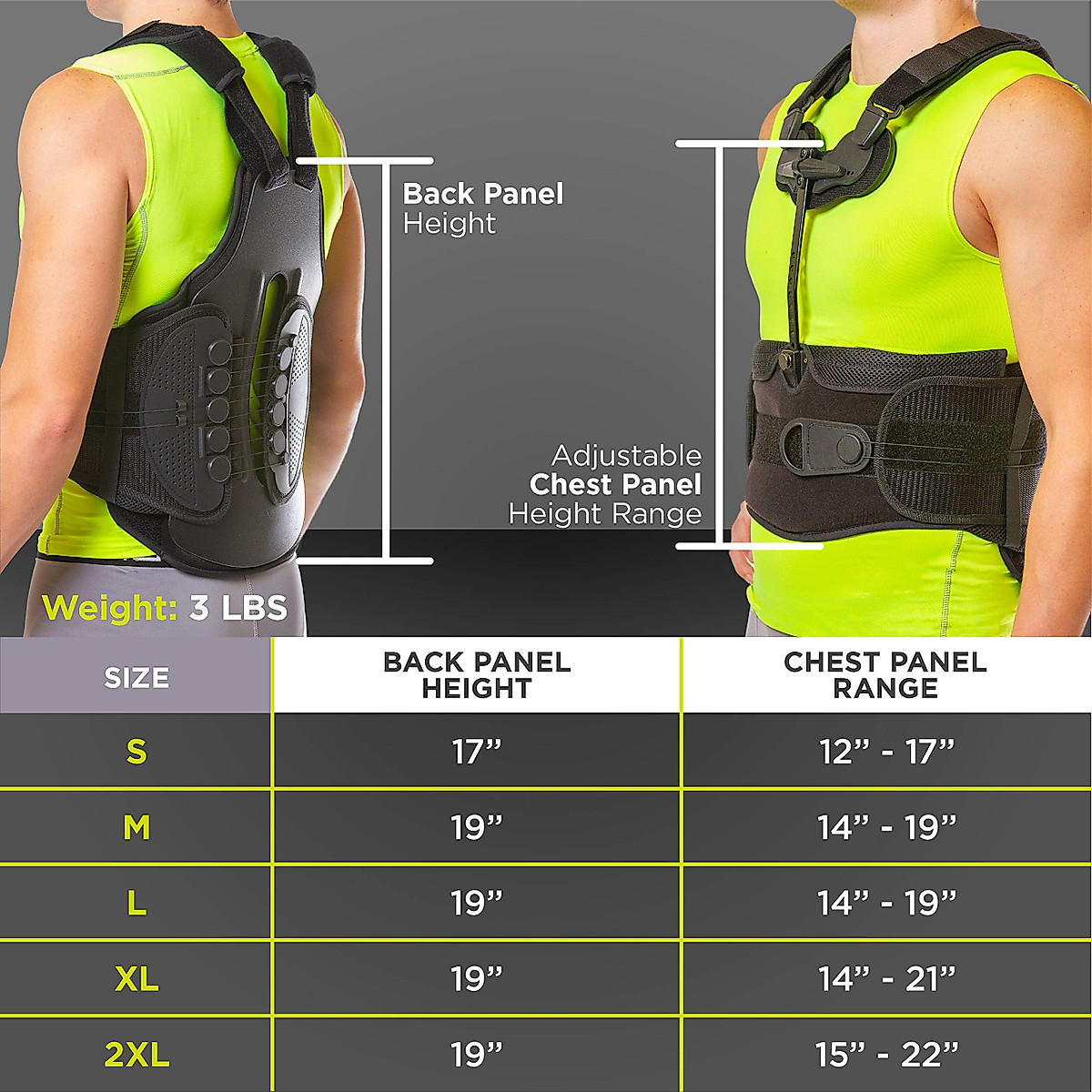 TLSO Thoracic Full Back Brace - Treat Kyphosis, Osteoporosis, Compression Fractures, Upper Spine Injuries, and Pre or Post Surgery with This Hard Lumbar Support for Men and Women (Medium)