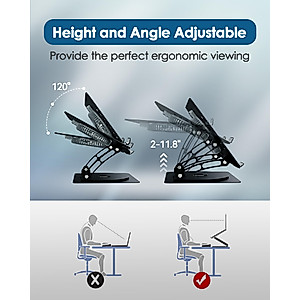 SHUWEI Gaming Laptop Cooling Pad with 360° Rotation Base, Ergonimic Aluminum Laptop Cooling Stand with 3 Speed Fan, Adjustable Height Laptop Cooling Pad for 10-17.3'' Notebook - Black